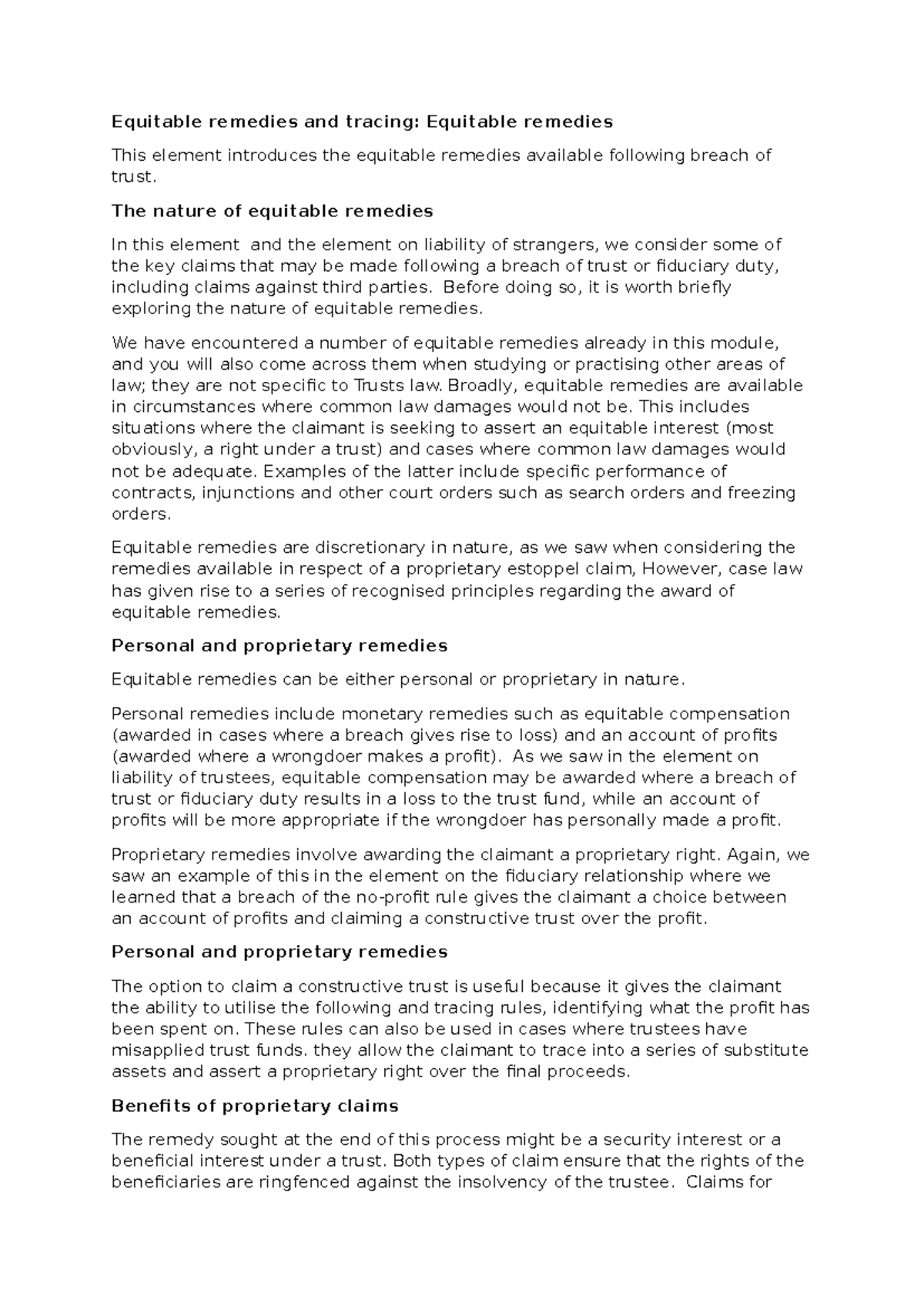 Equitable Remedies and Tracing: Understanding Key Concepts in Trust Law ...