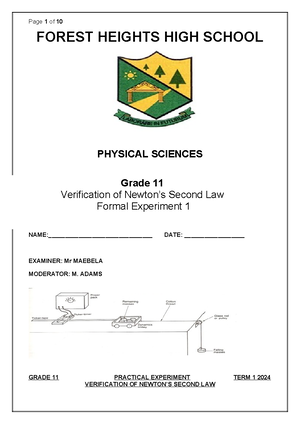 Physical Sciences P1 Gr 11 June Exam 2024 MEMO E Final - MARKS: 100 TIME: 2 hours PHYSICAL ...