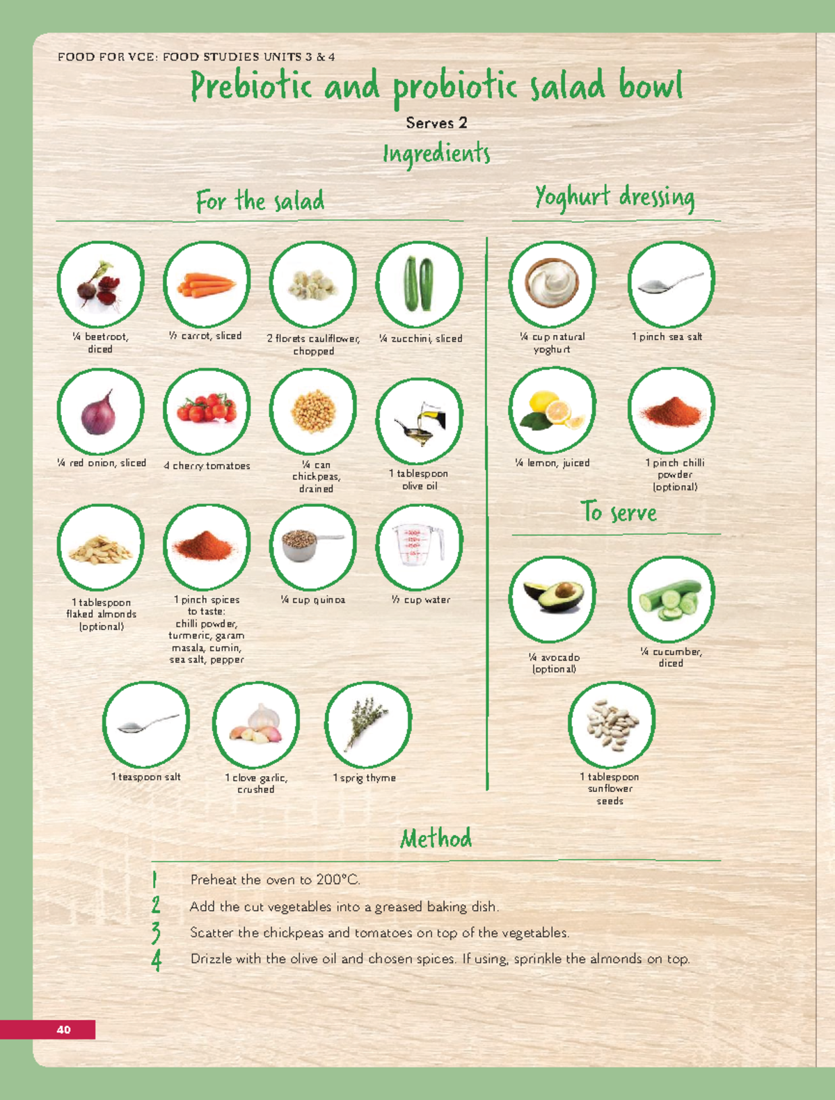 FOOD FOR VCE: FOOD STUDIES UNITS 3 4 Prebiotic & Probiotic Salad Bowl ...