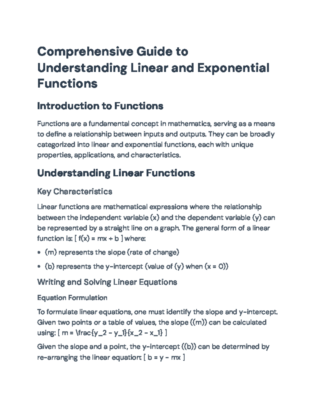 Understanding Linear & Exponential Functions: A Comprehensive Guide ...