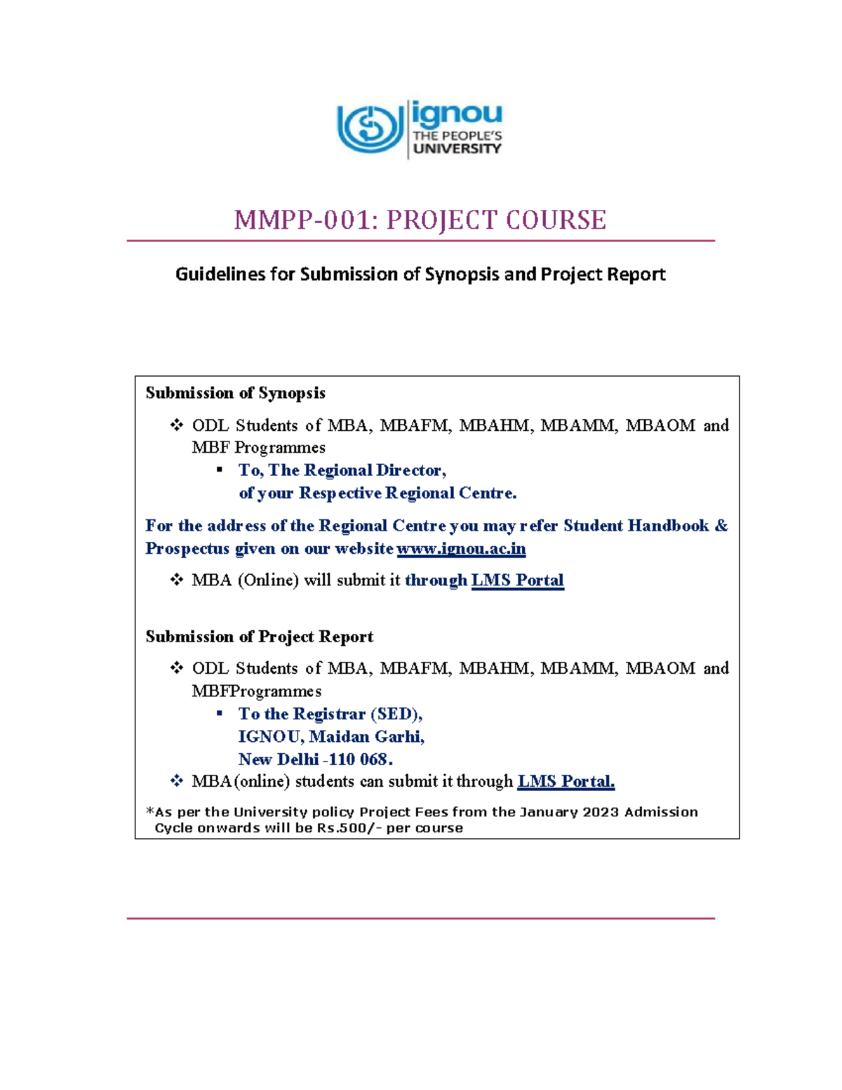 MMPP-001 Project Course Guidelines for Submission and Reporting - Studocu