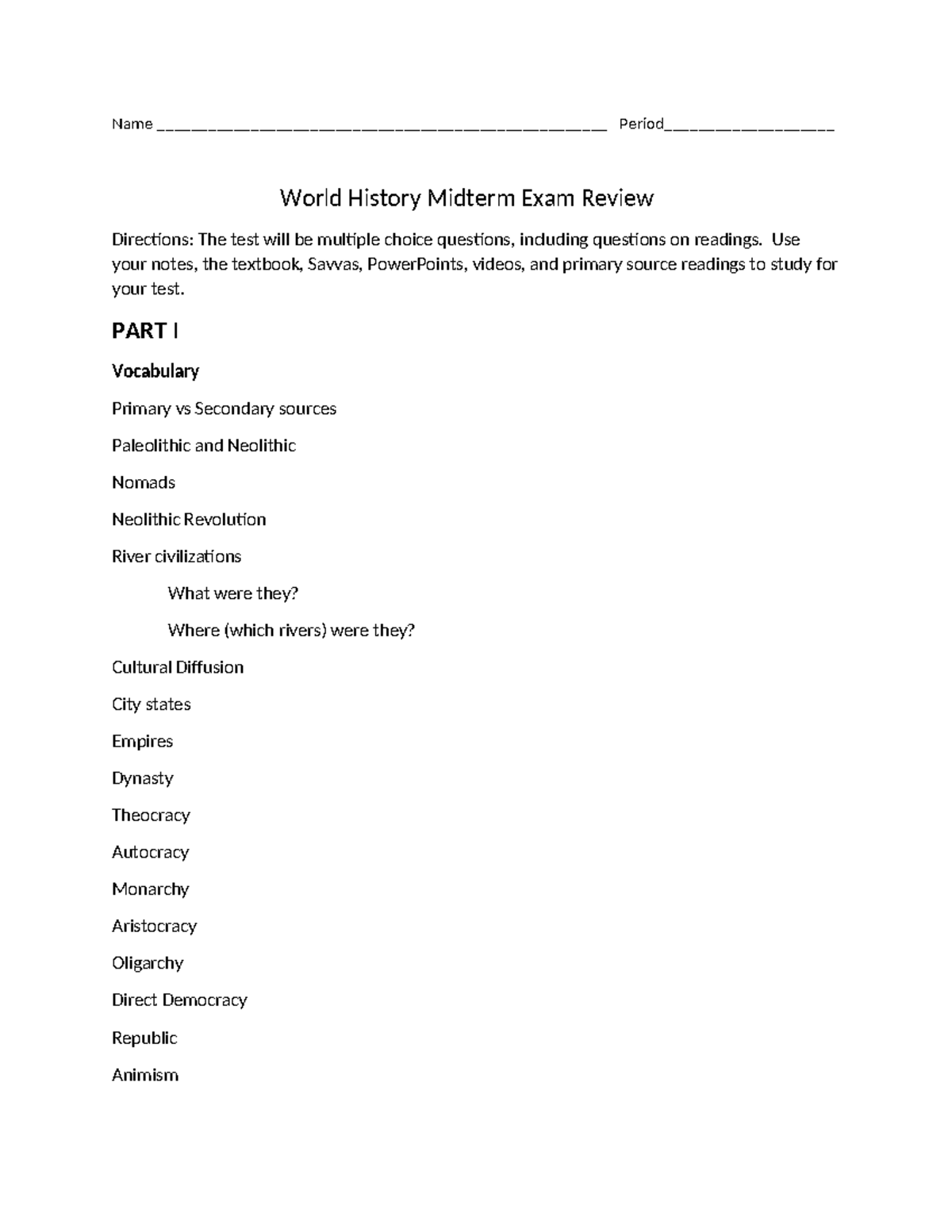 CP World Midterm Exam Review Study Guide: Key Concepts & Terms - Studocu