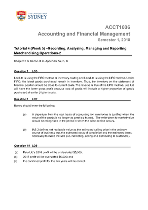 ACCT1006 - Final Notes Cheat - All ratios have been underlined Module 7 ...