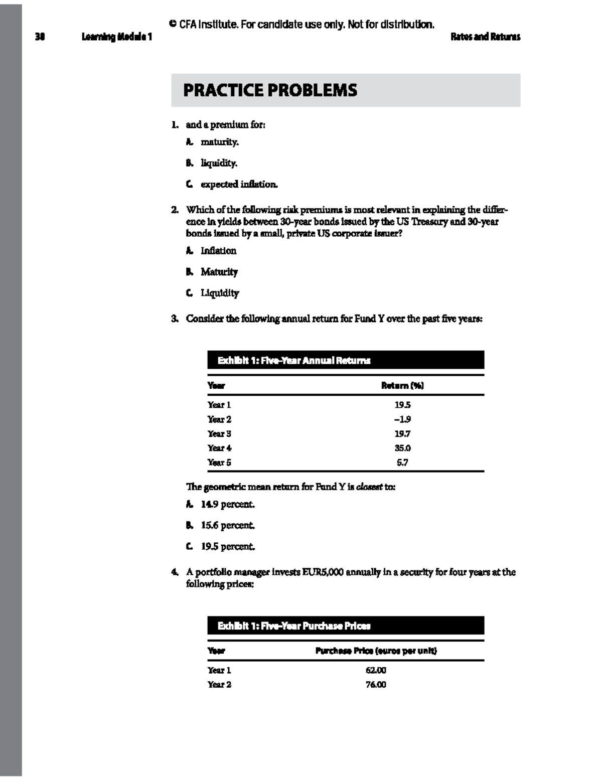 CFA 1 Rates and Returns Practice Problems and Solutions Overview - Studocu