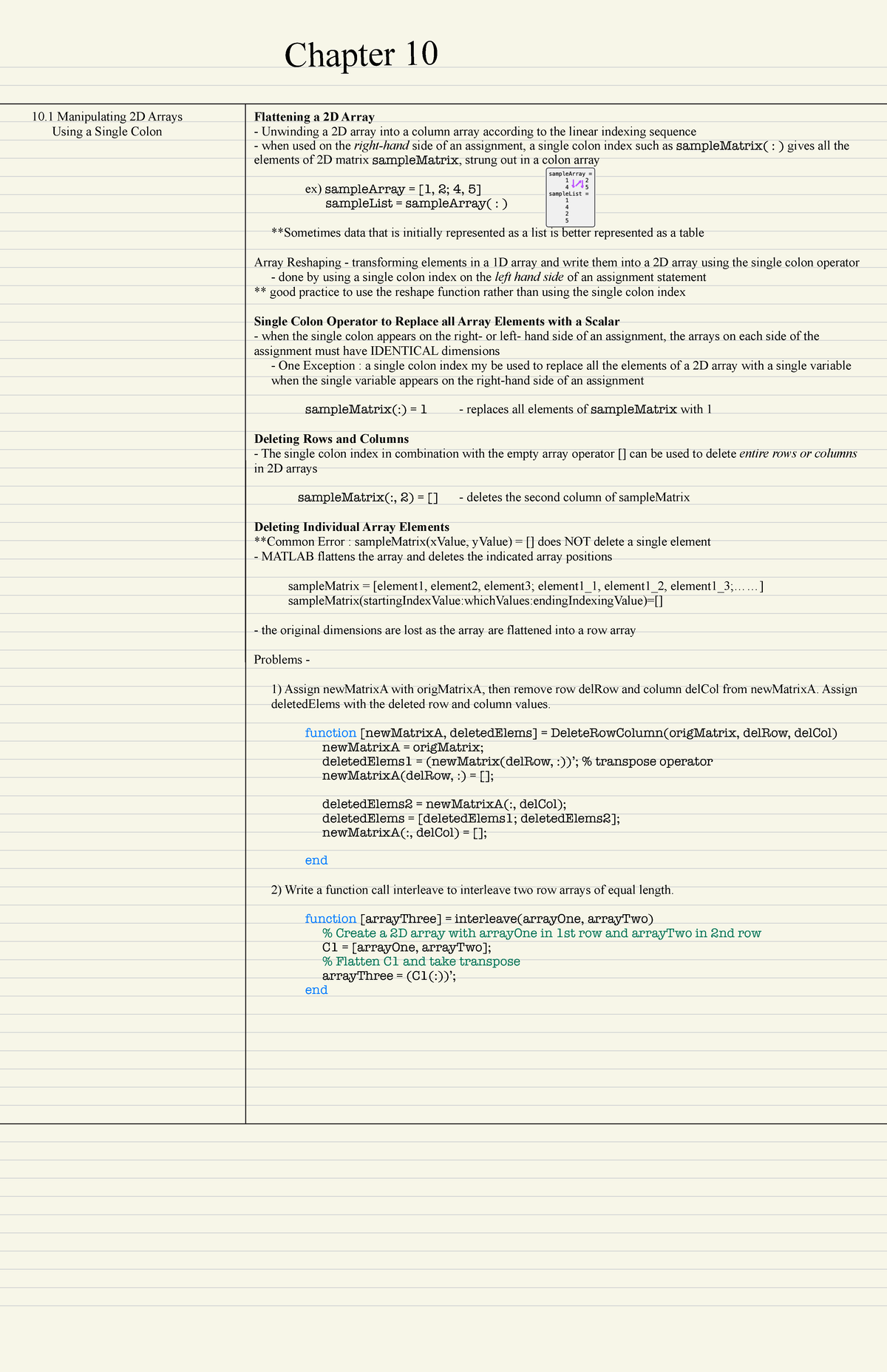 Chapter 10 - Chapter 10 10 Manipulating 2D Arrays Using a Single Colon ...