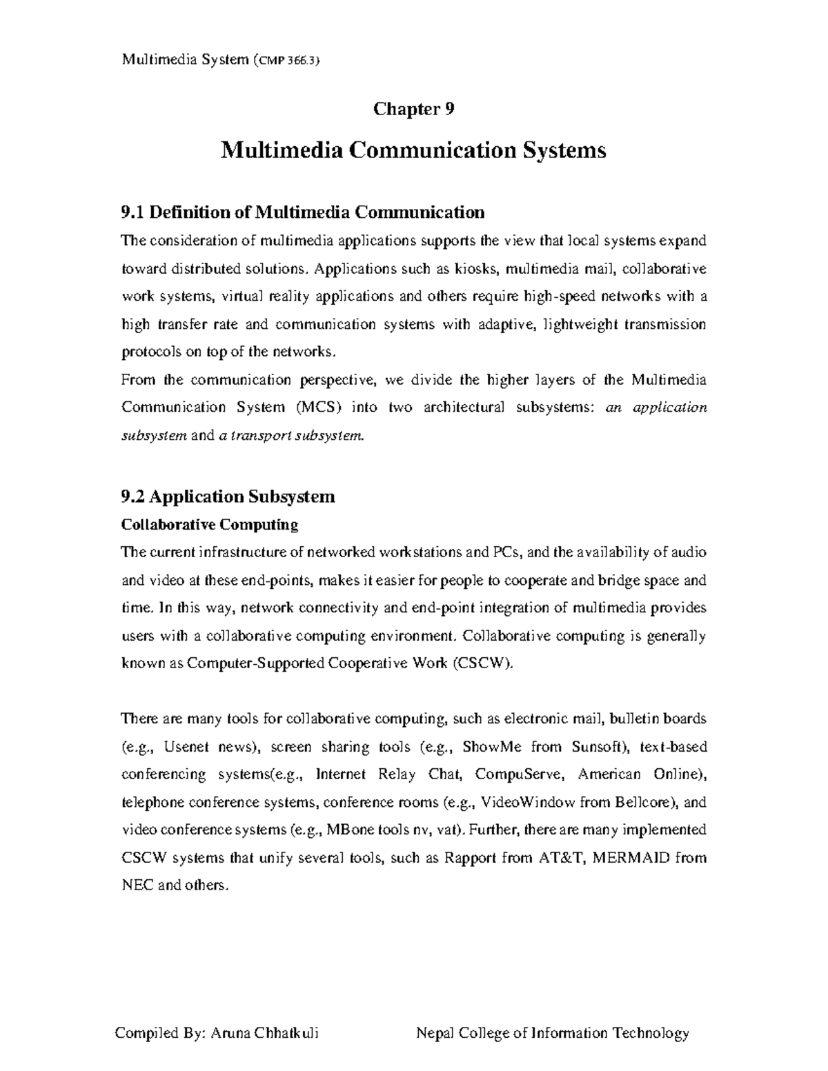 Chapter-9-Multimedia Communication Systems pdf - Chapter 9 Multimedia ...