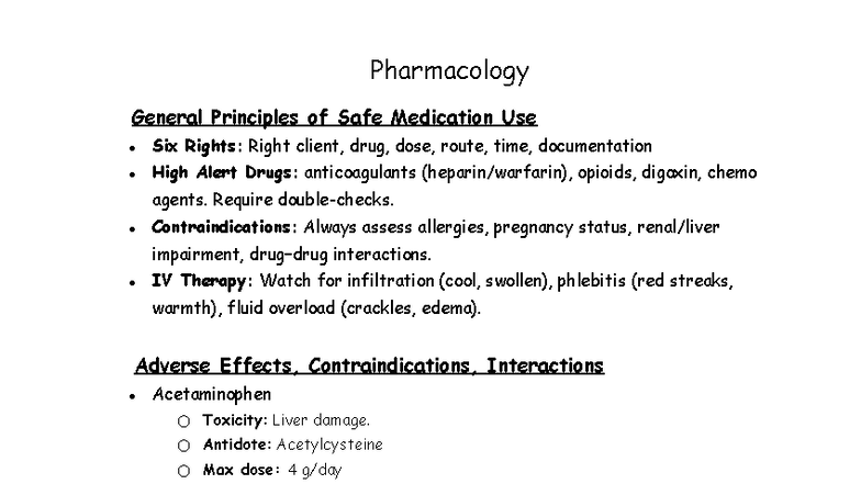 Pharmacology 115: Safe Medication Use & High Alert Drugs Overview - Studocu