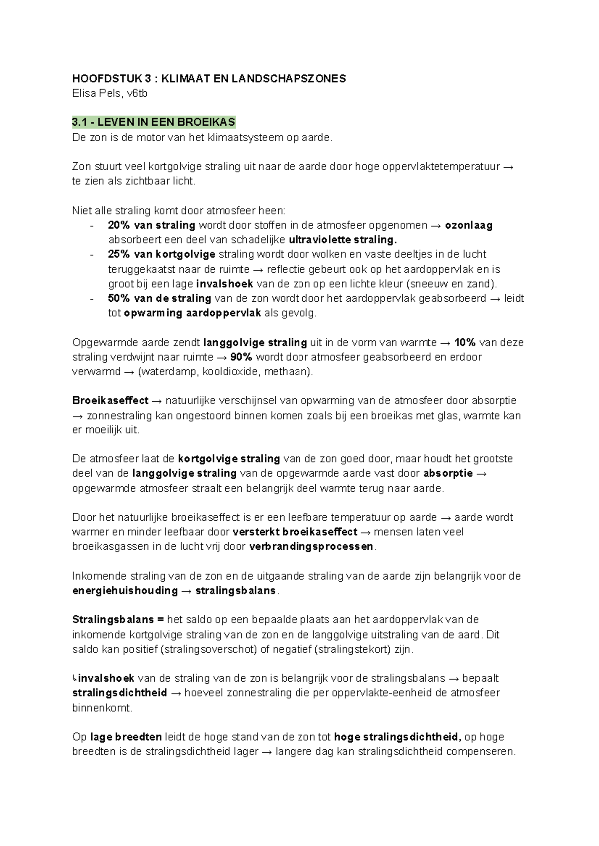 AK: Hoofdstuk 3 - Klimaat en Landschapszones in Geografie - Studeersnel