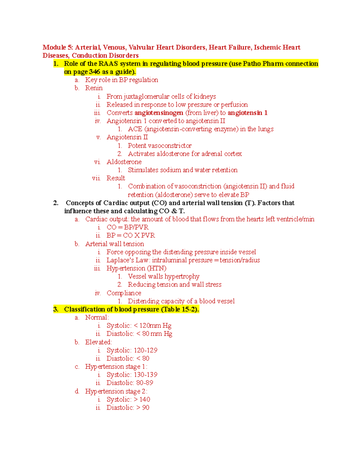 Patho 2: Heart & Vascular Disorders Exam Review Guide - Studocu