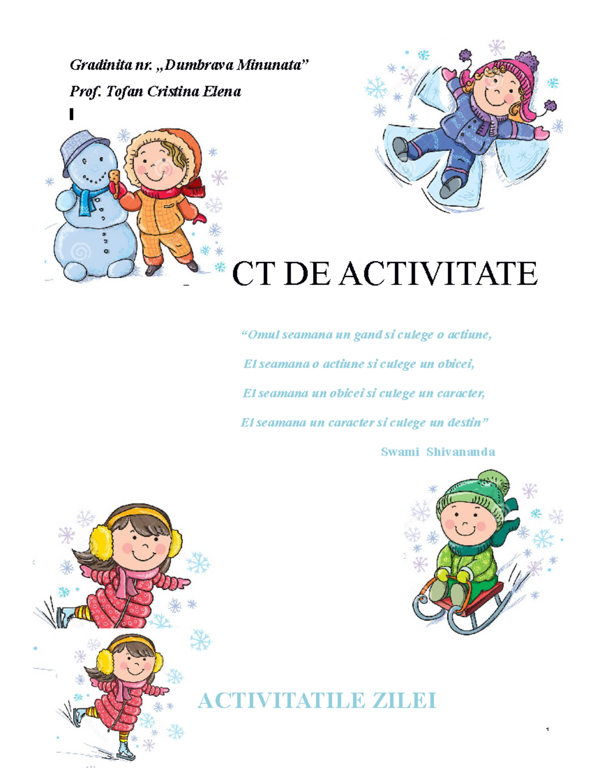 Proiect Activitate Iarnă: Așteptându-l pe Moș Crăciun - Grupa Mare ...