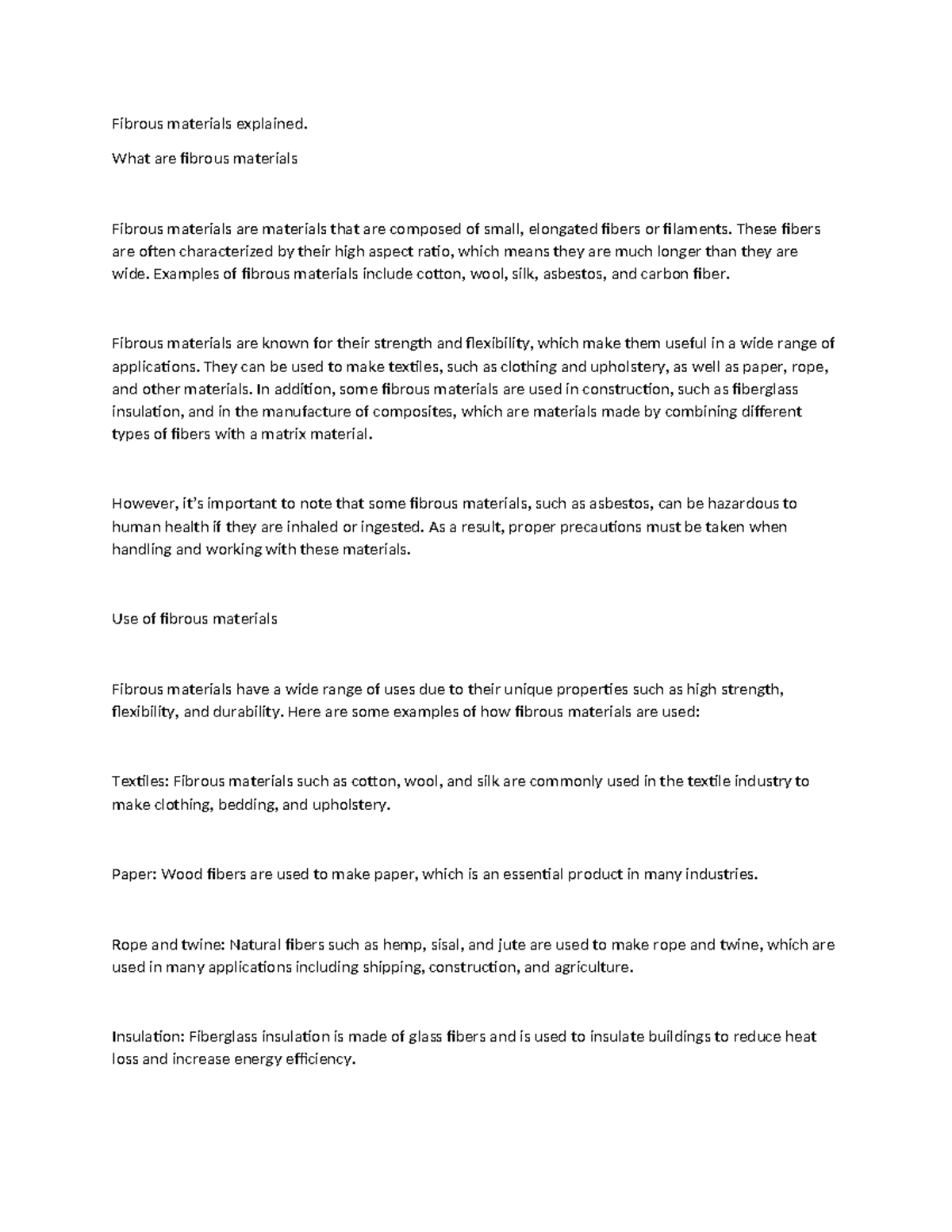 Comprehensive Overview of Fibrous Materials and Their Applications ...