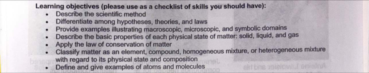 Learning Objectives Checklist for Science (Course Code: E) - Studocu