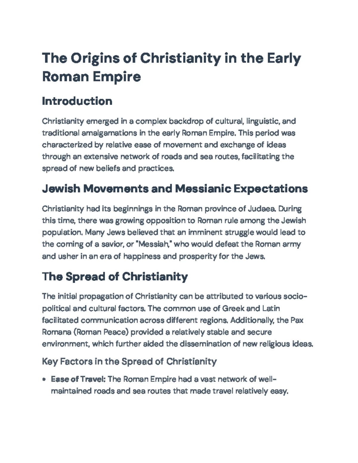 The Rise and Spread of Christianity in the Early Roman Empire - Studocu