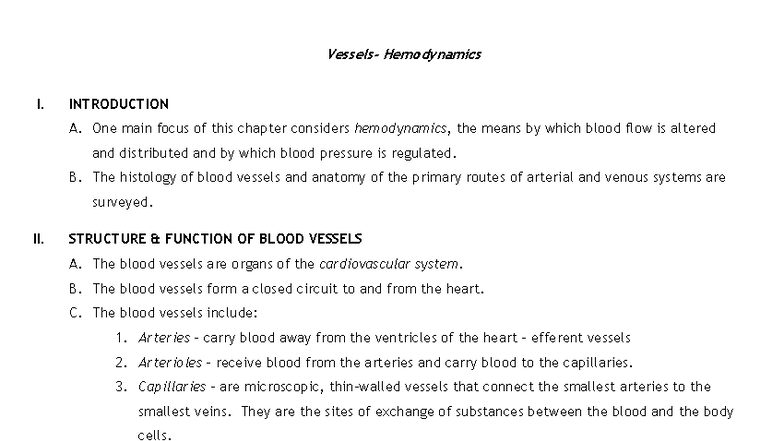 Anatomy & Physiology (AP 101): Blood Vessels & Hemodynamics Overview ...