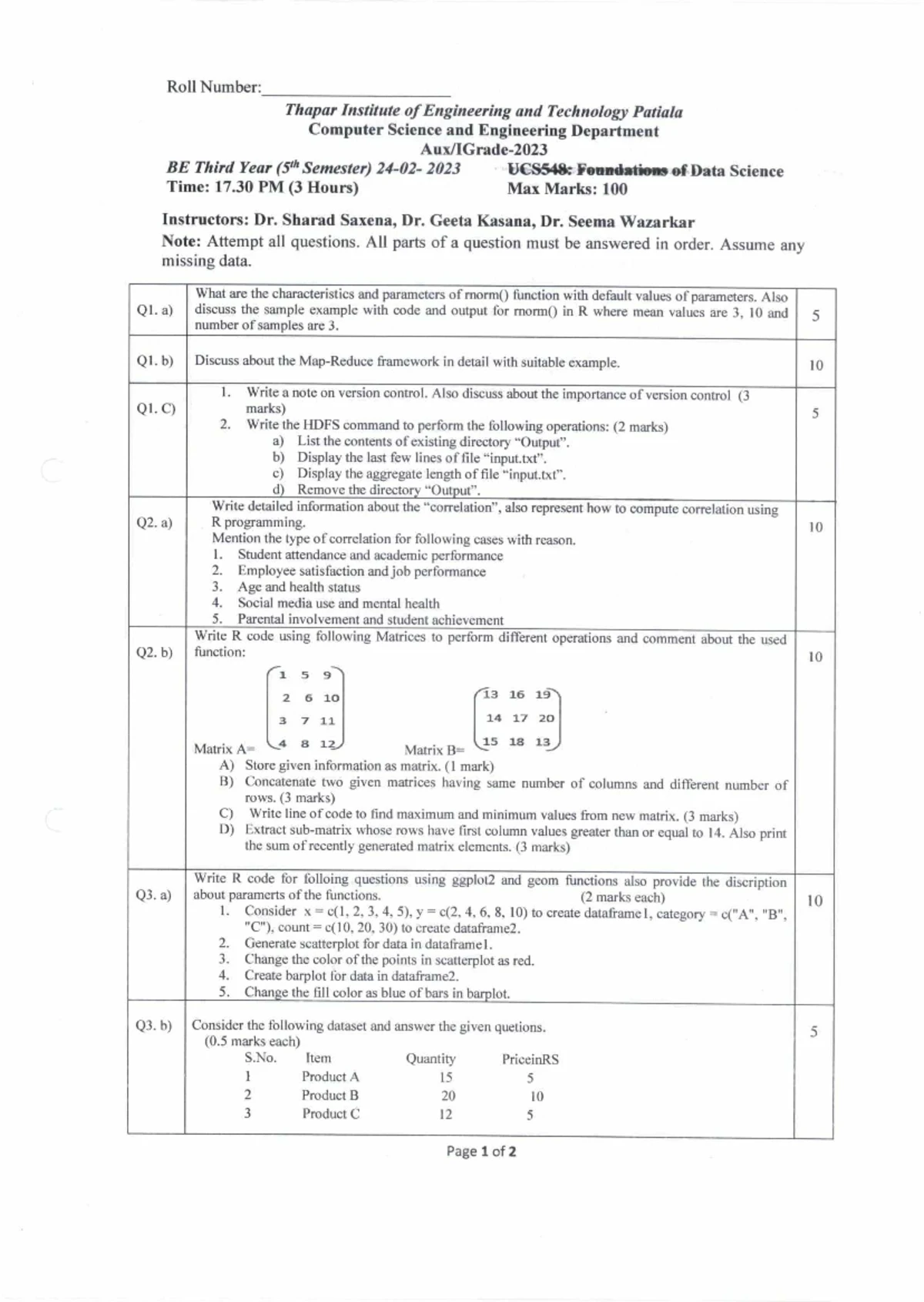 UCS548 - Foundations of Data Science Notes for BE 5th Semester - Studocu