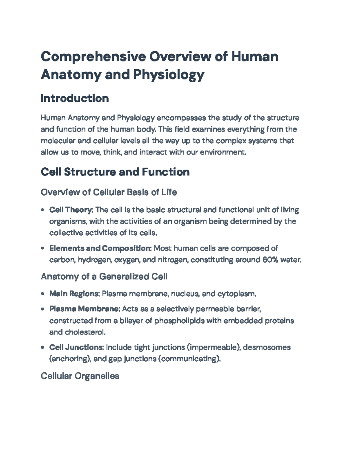 Comprehensive Review of Human Anatomy & Physiology - Course Code ...