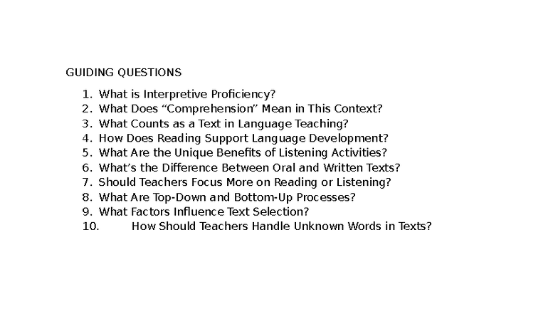 Guiding Questions - Question from SLA - GUIDING QUESTIONS What is ...