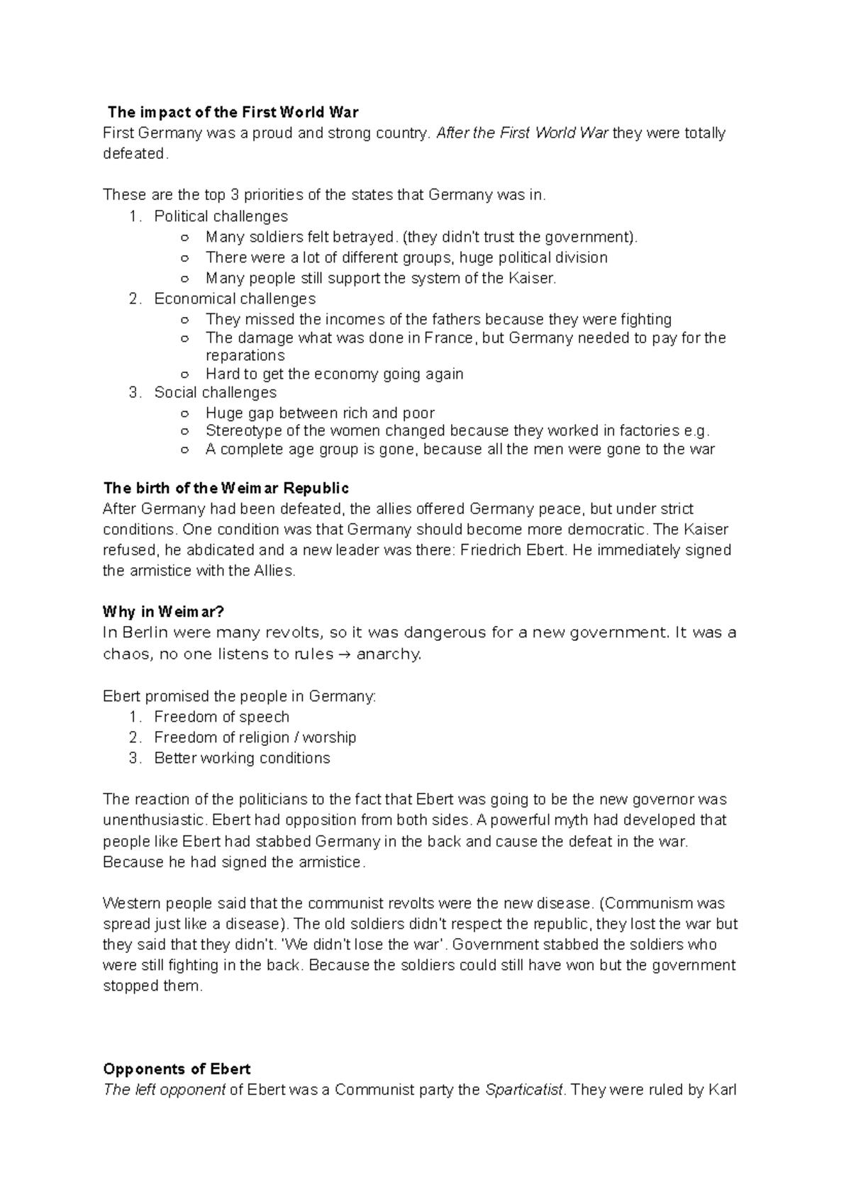 Germany 1918-1945: A Summary of Political and Economic Challenges ...