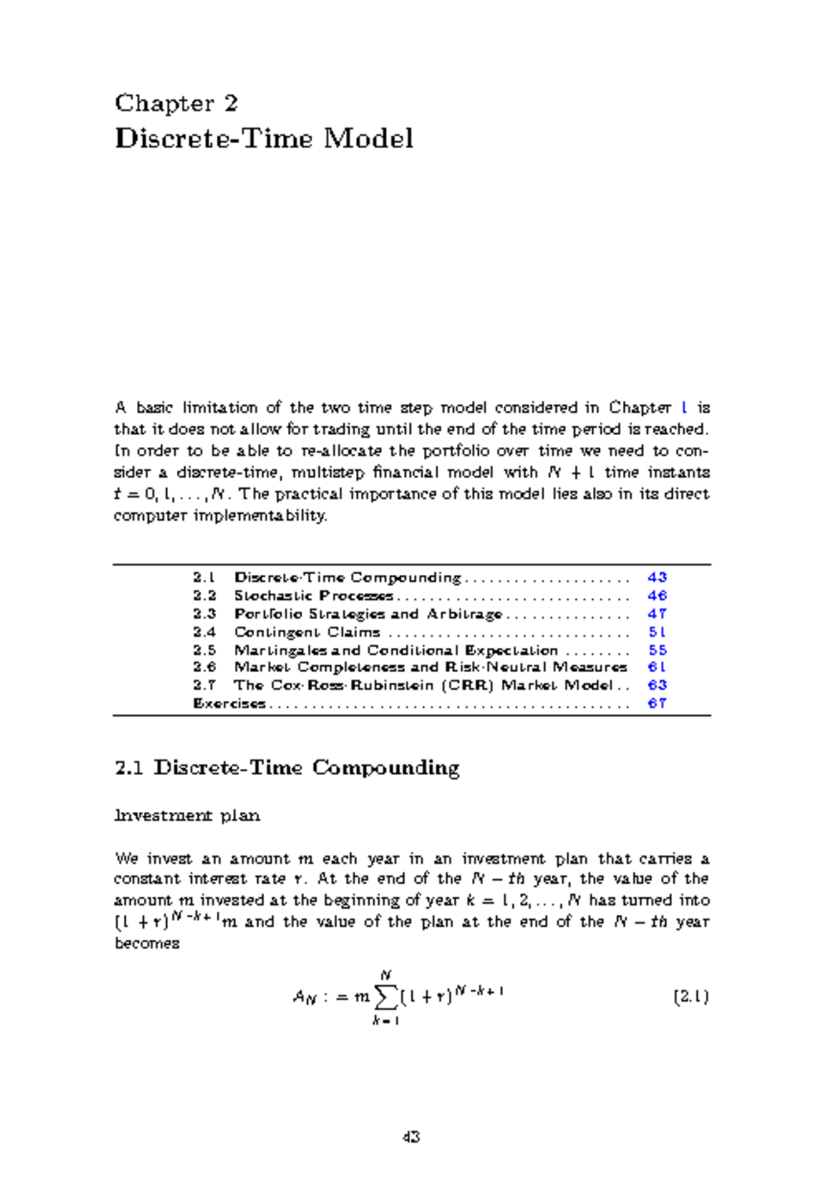Discrete-time-model - these are financial mathematics notes .they show ...
