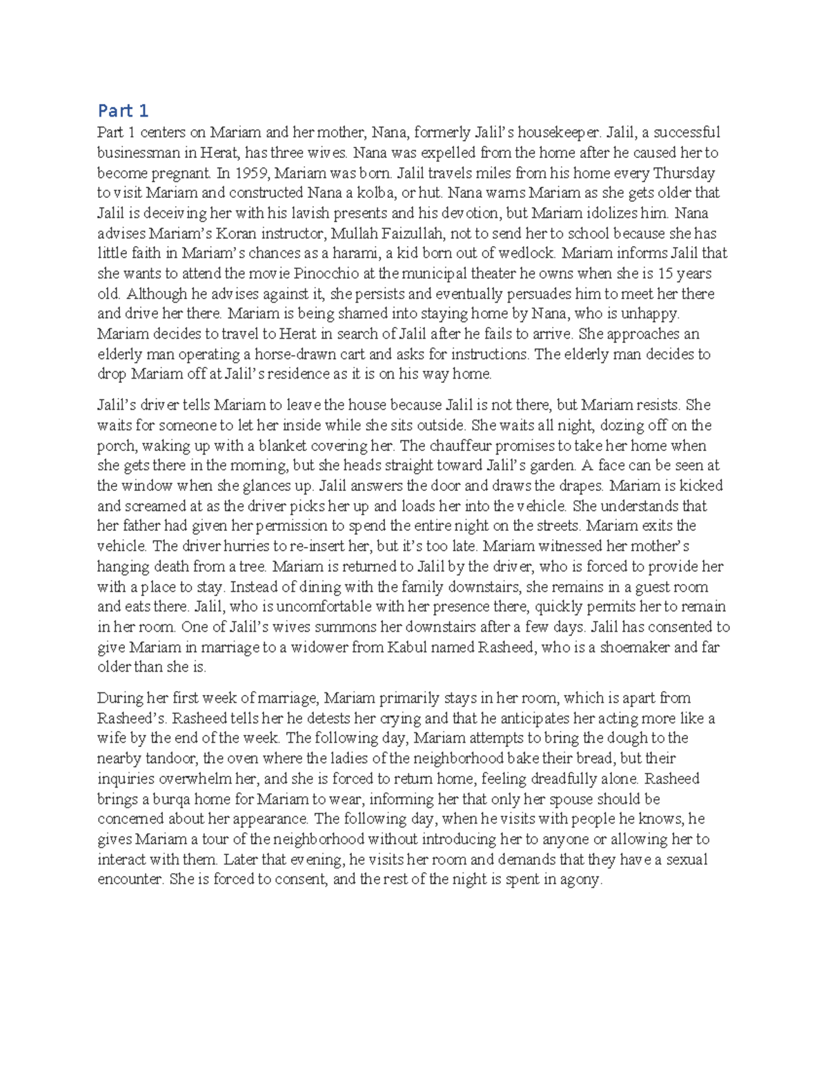 ATSS Essay Notes: Analysis of Mariam and Laila's Journeys - Studocu