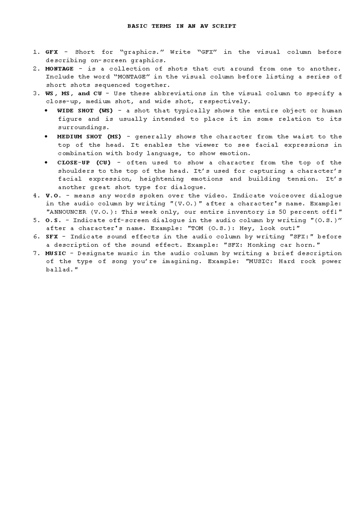 Basic AV Script Terms and Sample for Hydroponics Project - Studocu