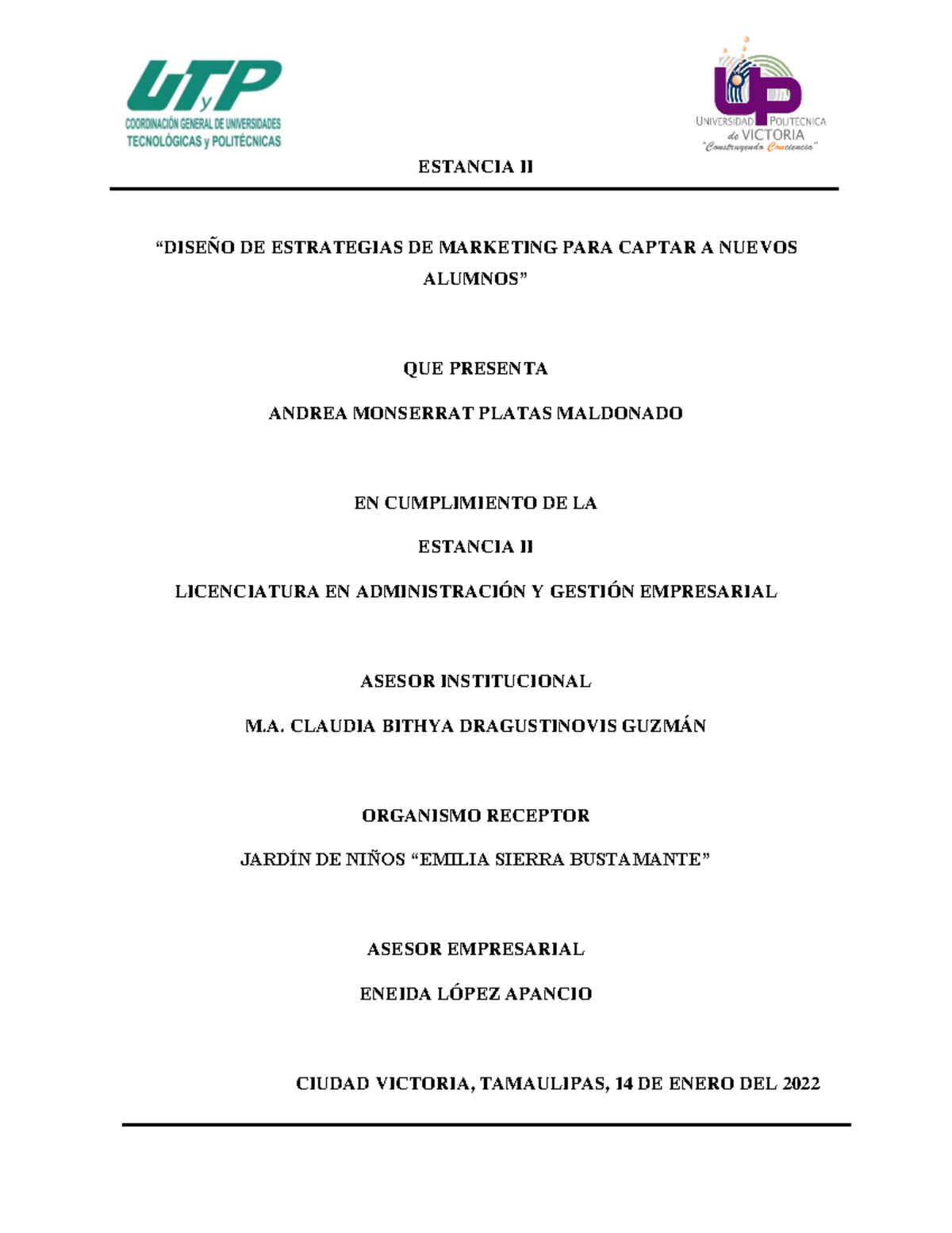 RF 1930248 - Reporte final de estancias 1 sobre la implementación de ...