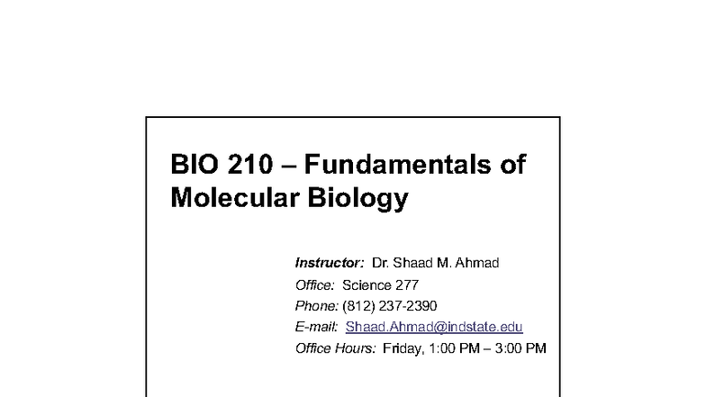 BIO 210 - Lecture 26: Gene Expression & Regulatory Transcription ...