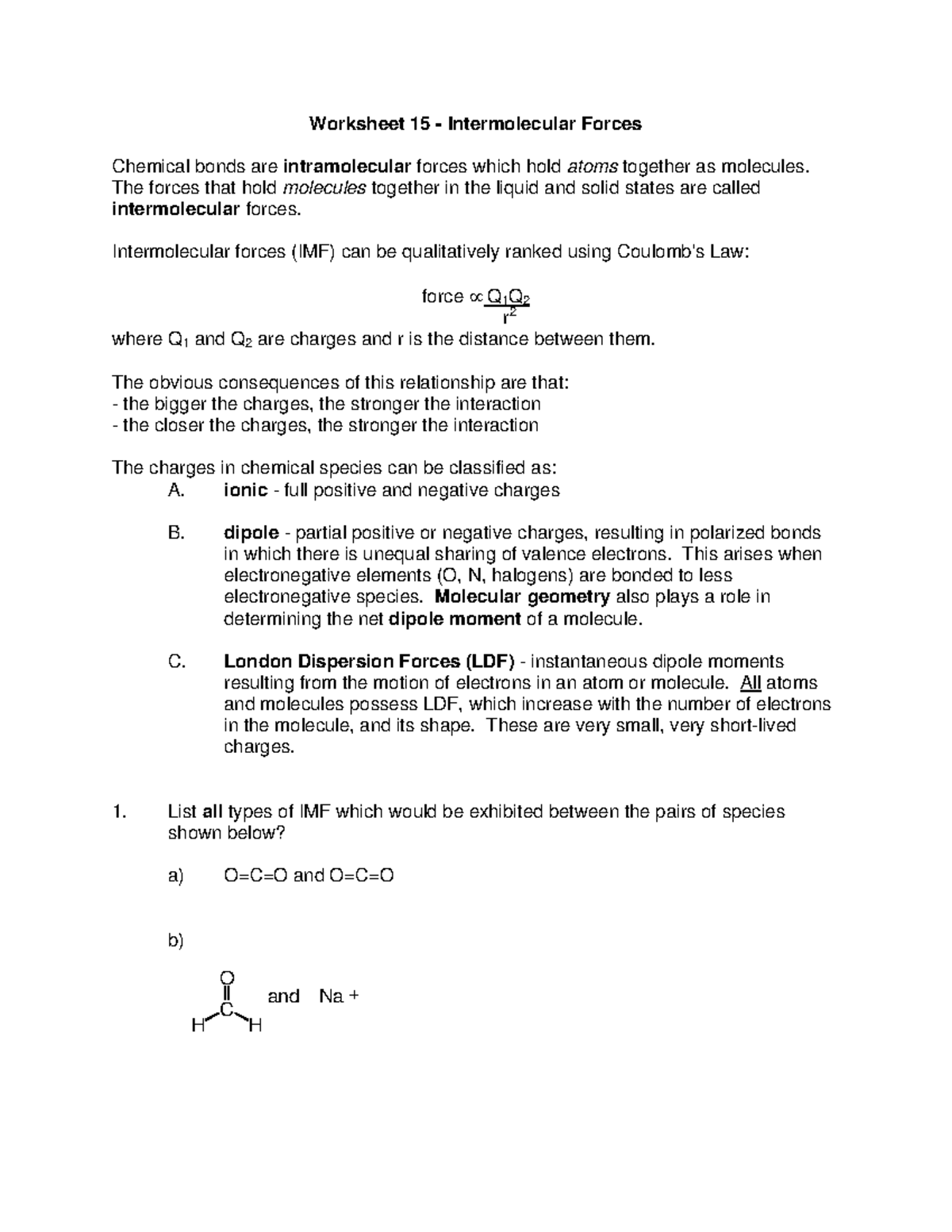 Worksheet 15: Intermolecular Forces - Lesson Plan 4 - Studocu
