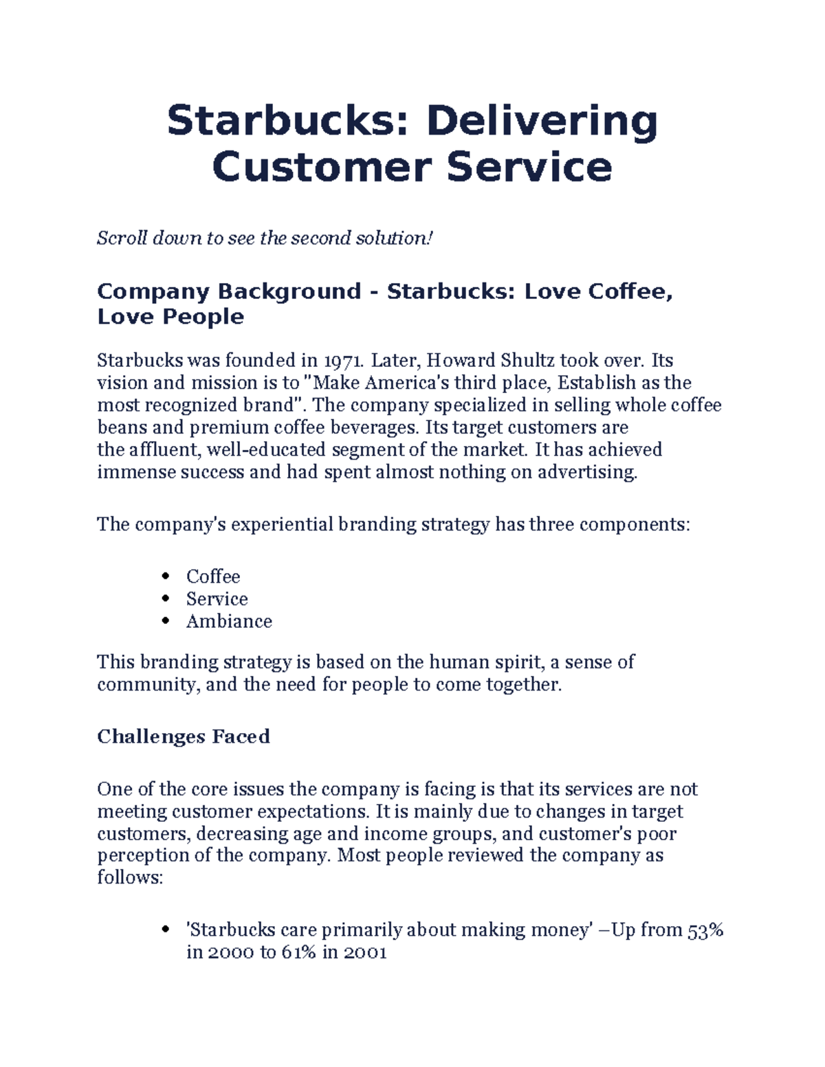 Starbucks Case Study Memo: Customer Service & Brand Strategy Analysis ...