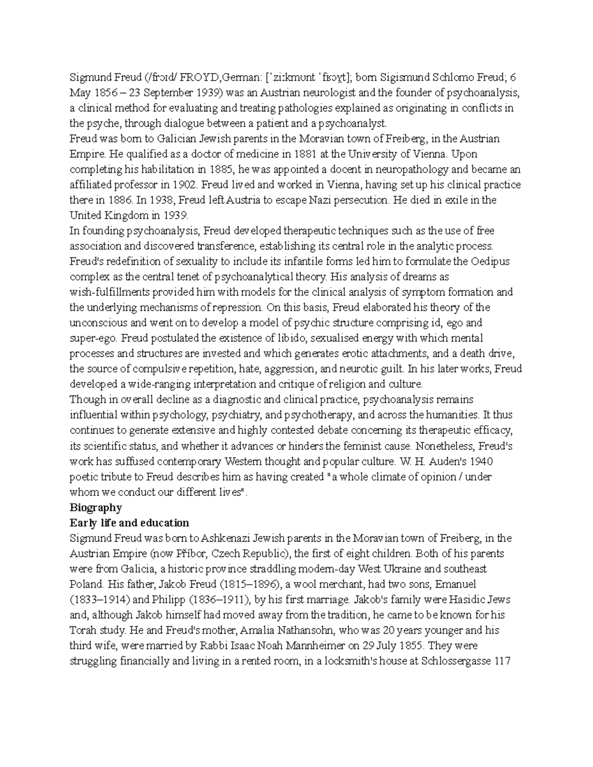 Psychoanalysis - Psycho analysis was created and discovered by Sigmund ...