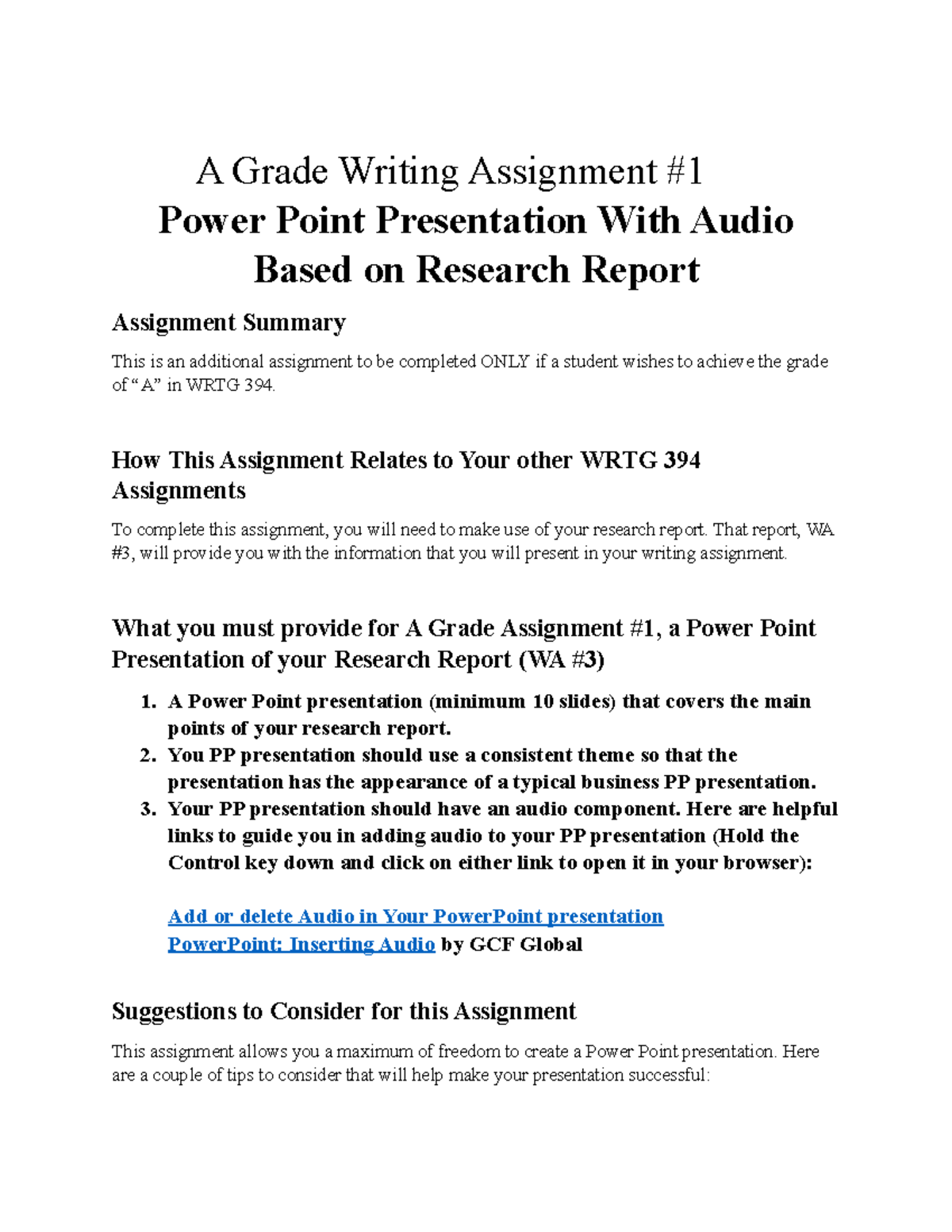 A Grade Power Point Presentation With Audio Assignment Revised Newest ...