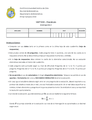 Precálculo I1 - Fórmulas - Precálculo I P l a n o C a r t e s i a n o ...