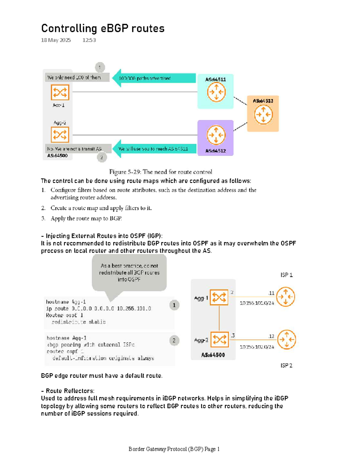 Controlling eBGP Routes: Route Maps and Reflectors Explained - Studocu