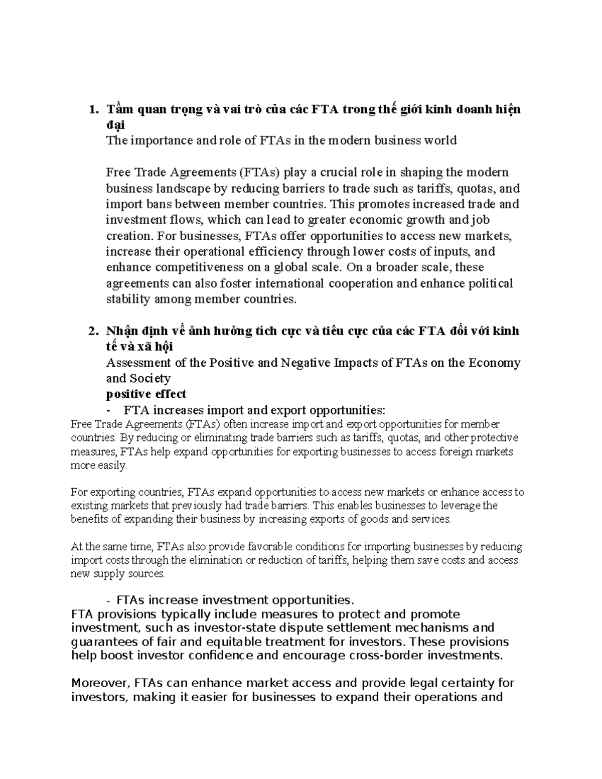 FTA - The Importance and Impacts of Free Trade Agreements in Business ...