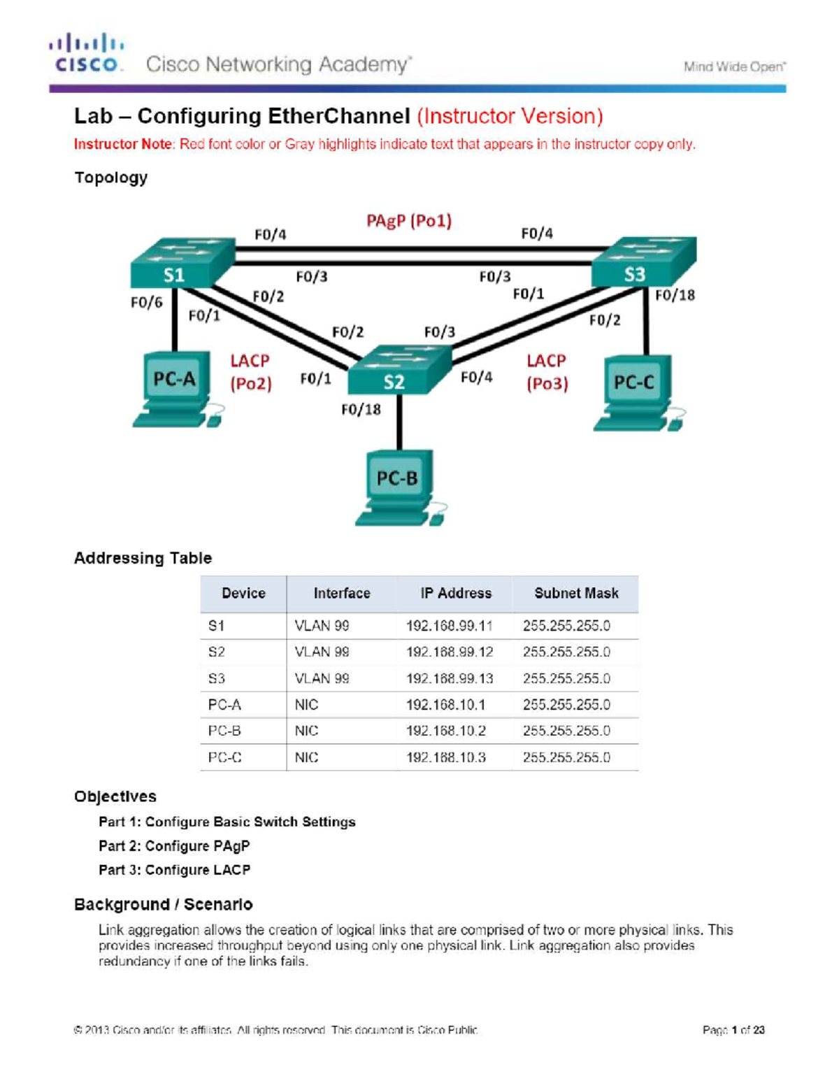 Lab 3.2.1.4 - Configuring EtherChannel with PAgP and LACP in Cisco ...