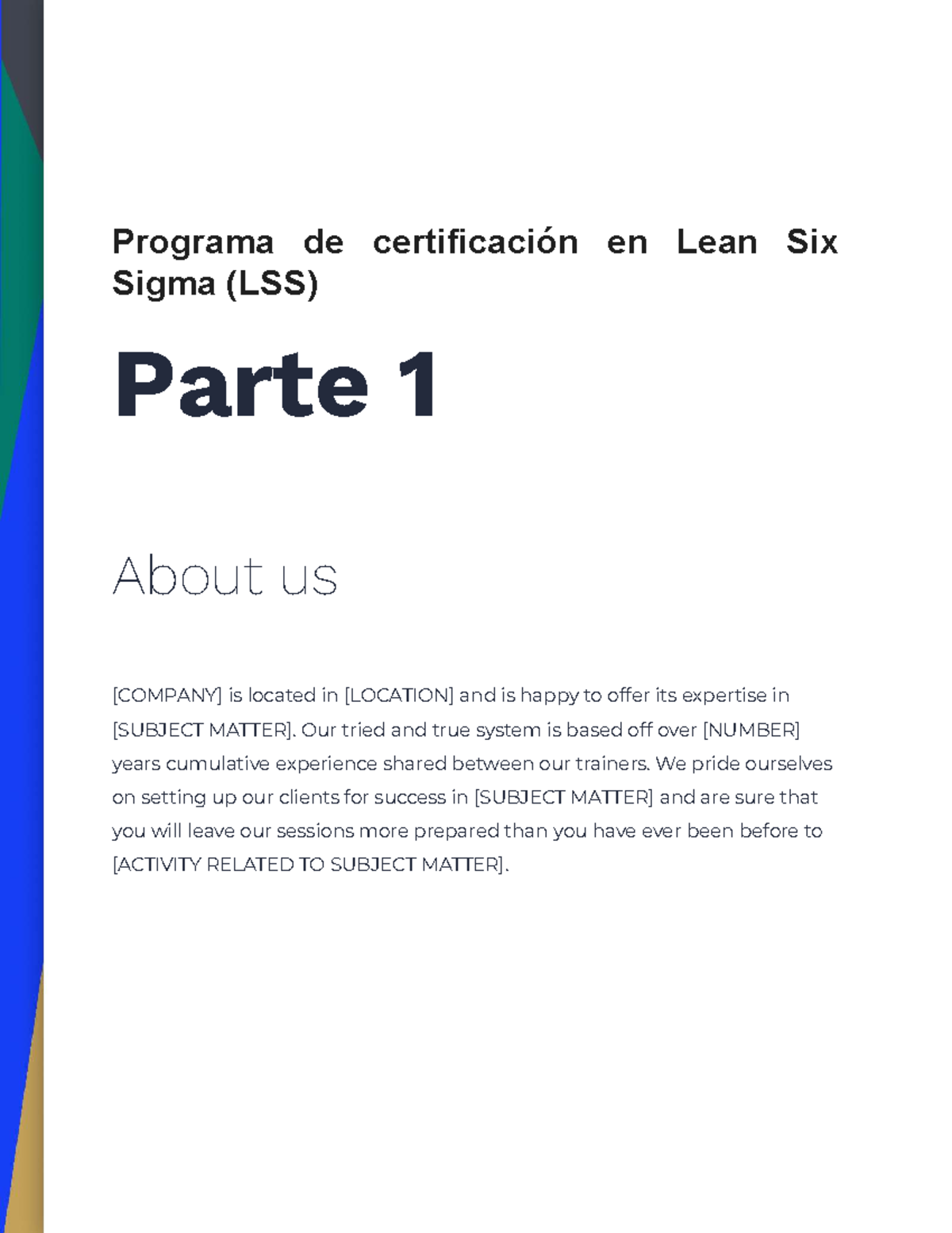 Certificación Lean Six Sigma (LSS) - Módulo 1: Fundamentos y DMAIC - Studocu