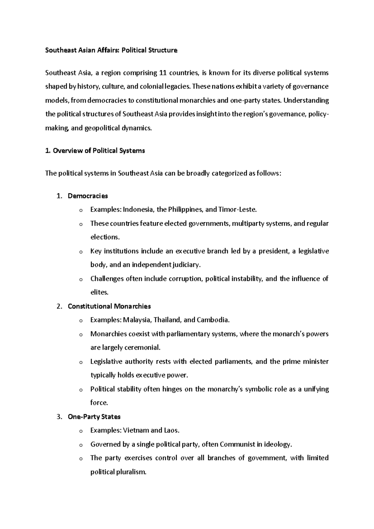 Southeast Asian Affairs: Analyzing Political Structures and Systems ...