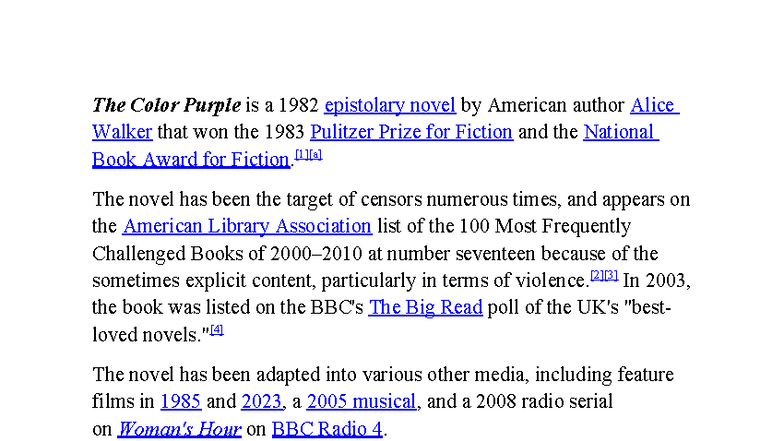 Critical Essay on "The Color Purple" - ENG 101 - Studocu