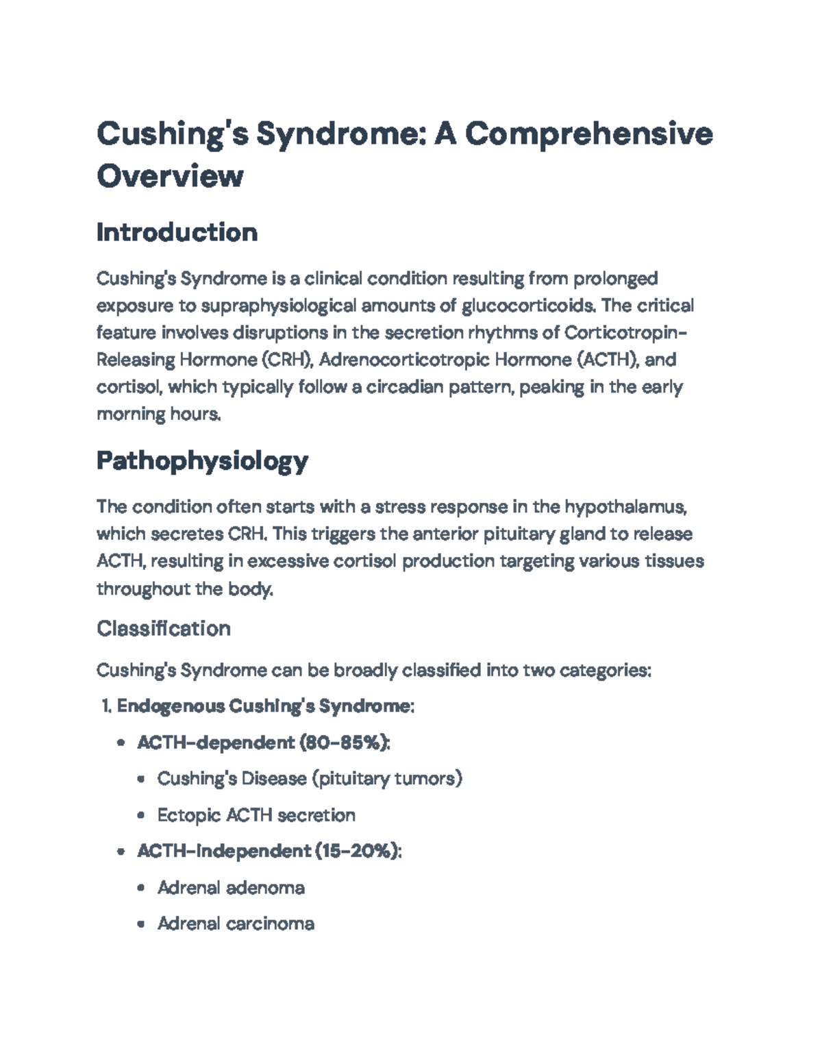 Cushing's Syndrome: Pathophysiology, Symptoms, Diagnosis & Treatment ...