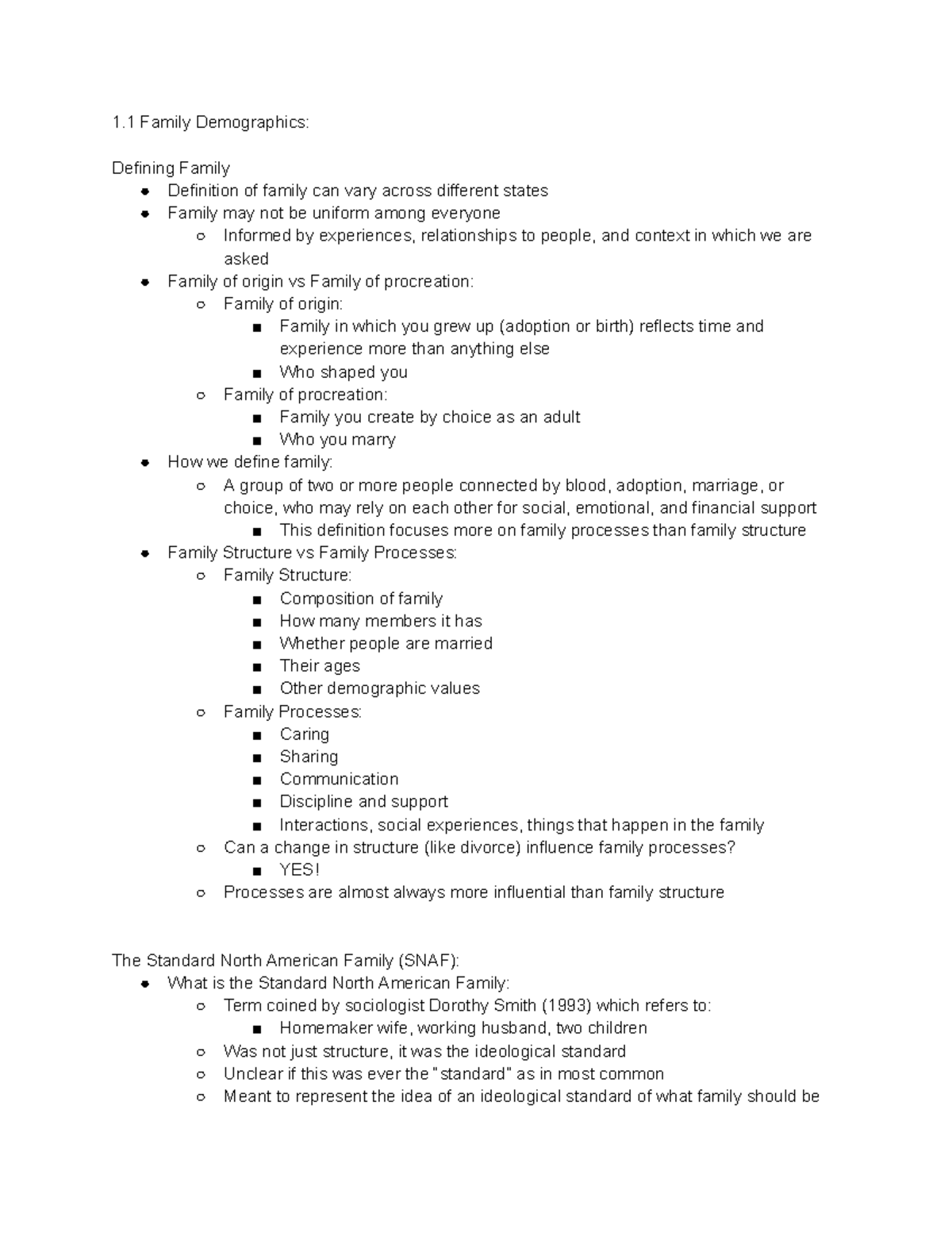1.1 Family Demographics: Understanding Family Structures and Processes ...