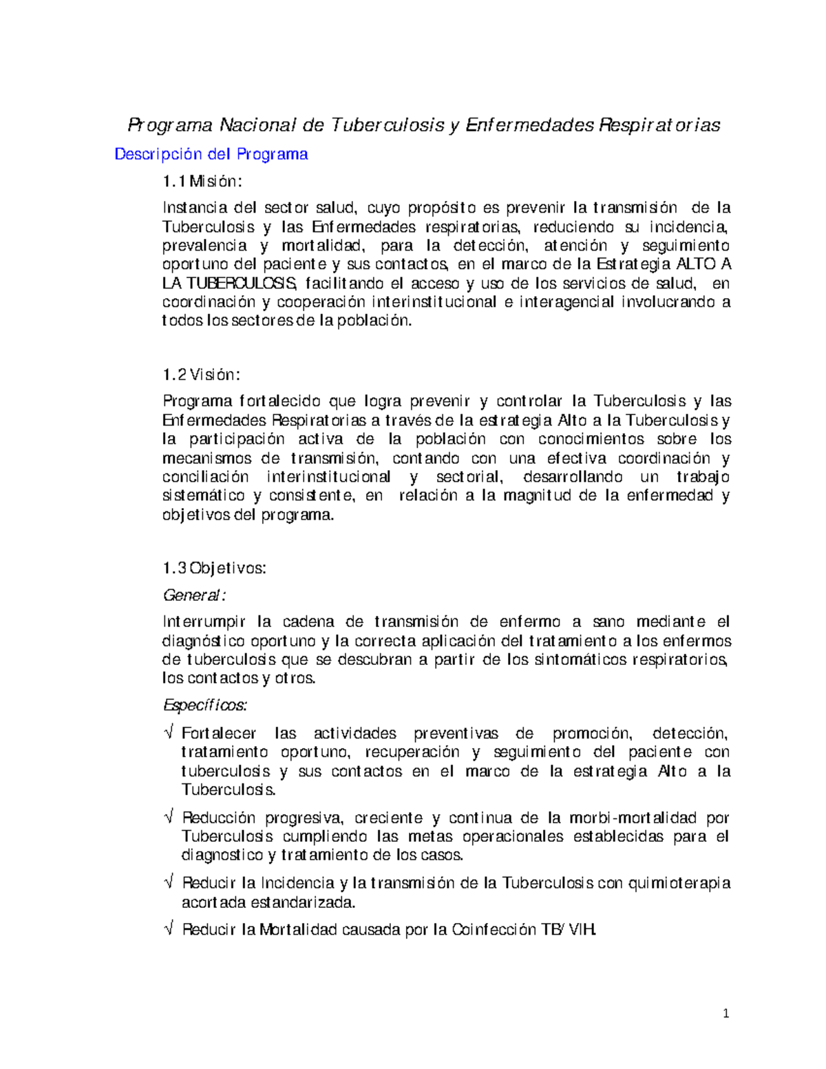 Descripción del Programa Nacional de Tuberculosis y Enfermedades ...