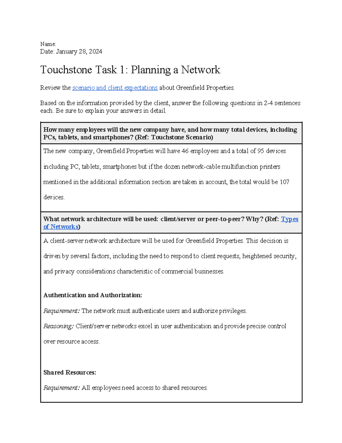 Touchstone 1: Network Planning for Greenfield Properties Infrastructure ...
