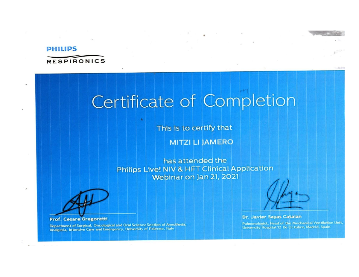 Doc2 - swrfa - Secondary Education - PHILIPS RESPIRONICS Certificate of ...