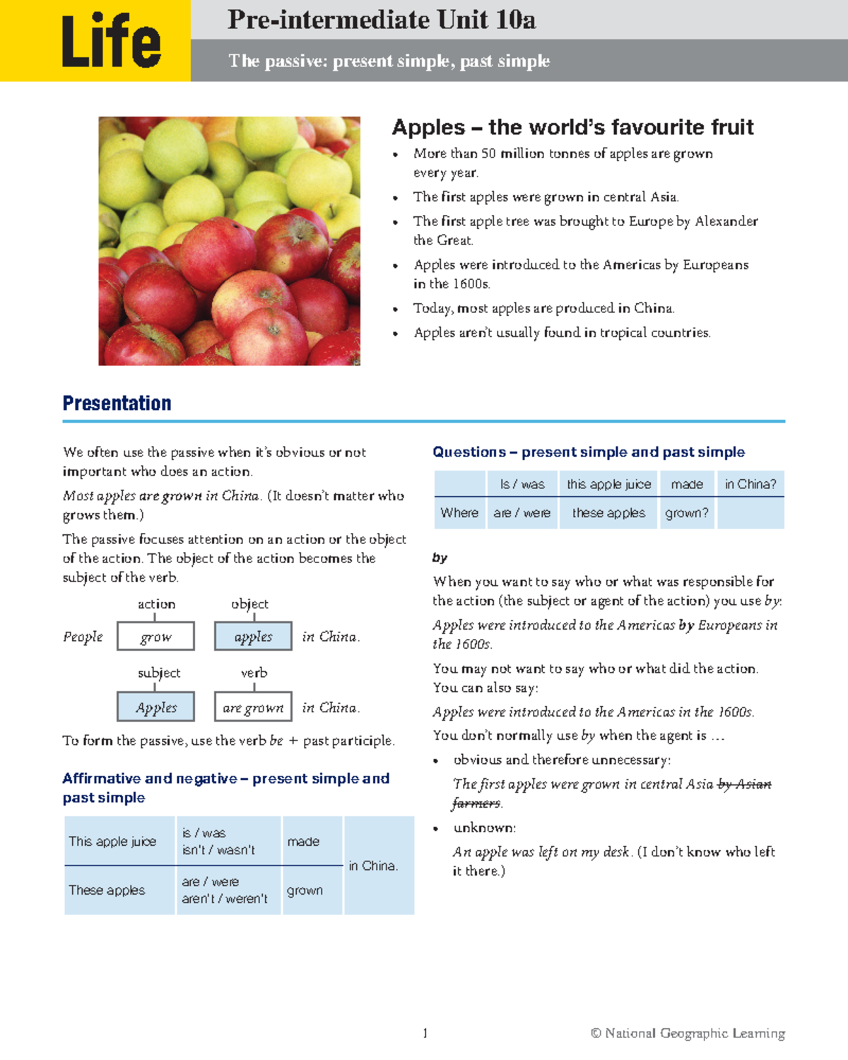 86541 A2-B1 GW 10a - Homework - ####### 1 © National Geographic Learning Pre-intermediate Unit ...