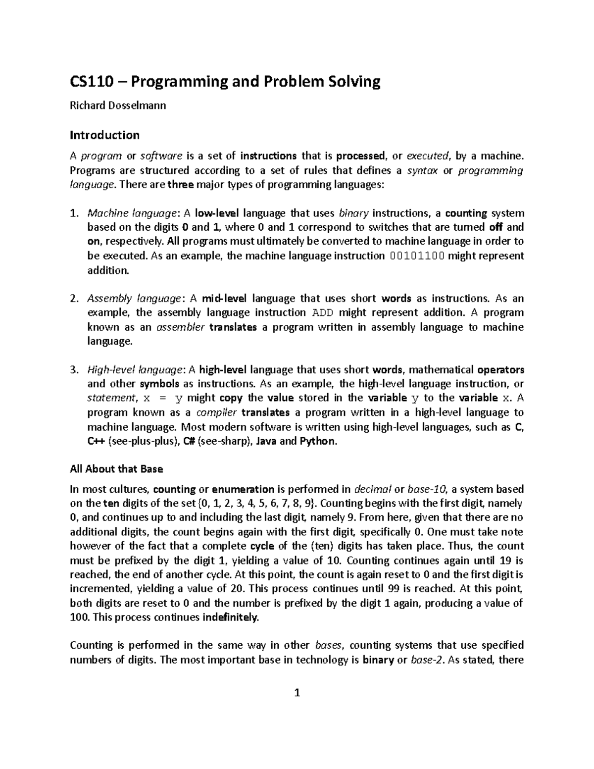 CS110 - Comprehensive Course Notes on Programming Concepts - Studocu