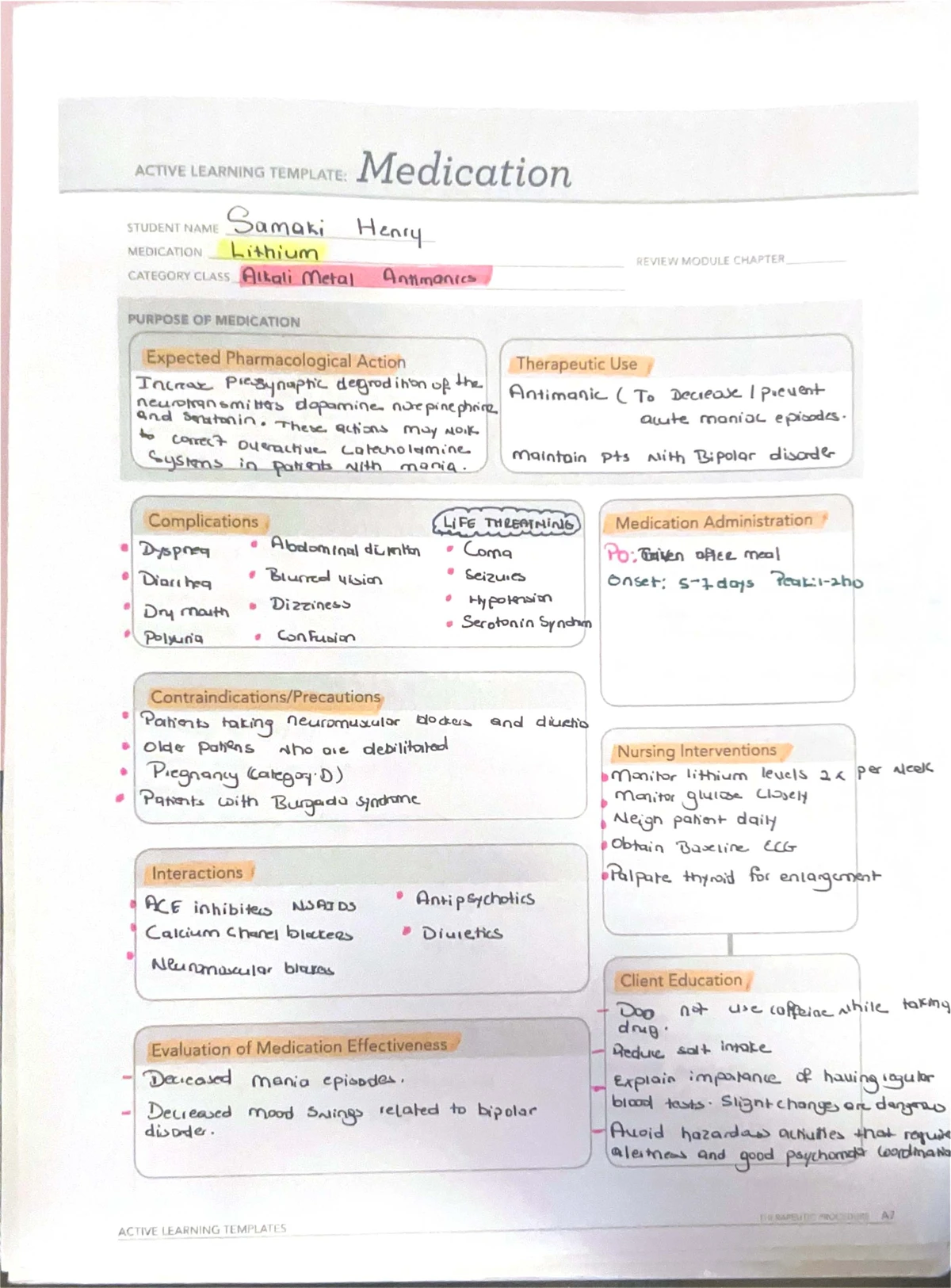 Active Learning Template: Medication Drug Card for Famosemide B (Loop ...