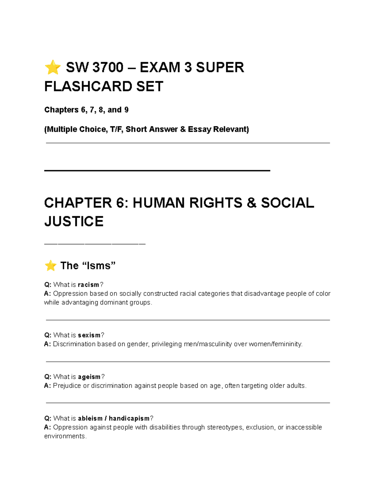 SW 3700 – Exam 3 Super Flashcard Set - Studocu