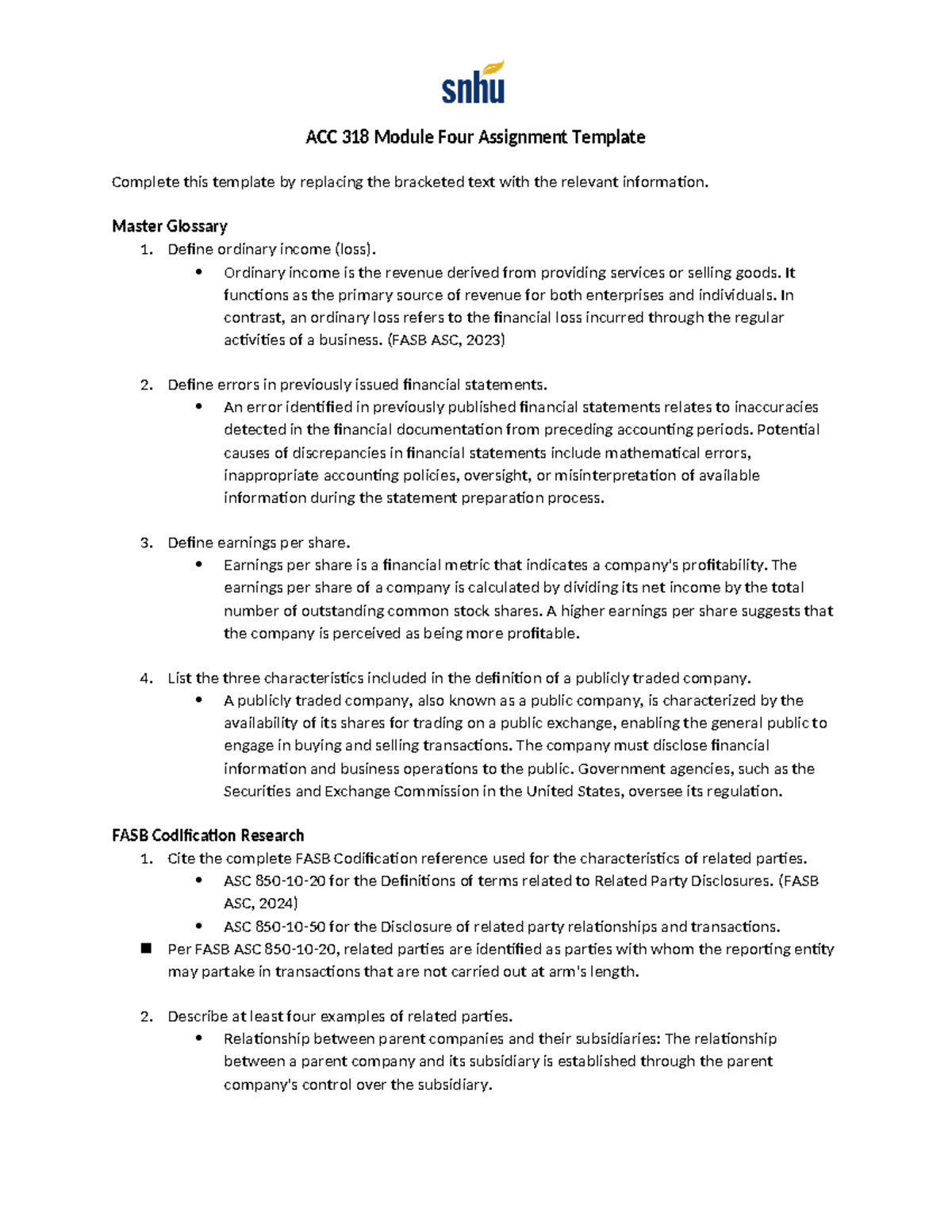 ACC 318 Module Four Assignment - Master Glossary 1. Define ordinary ...
