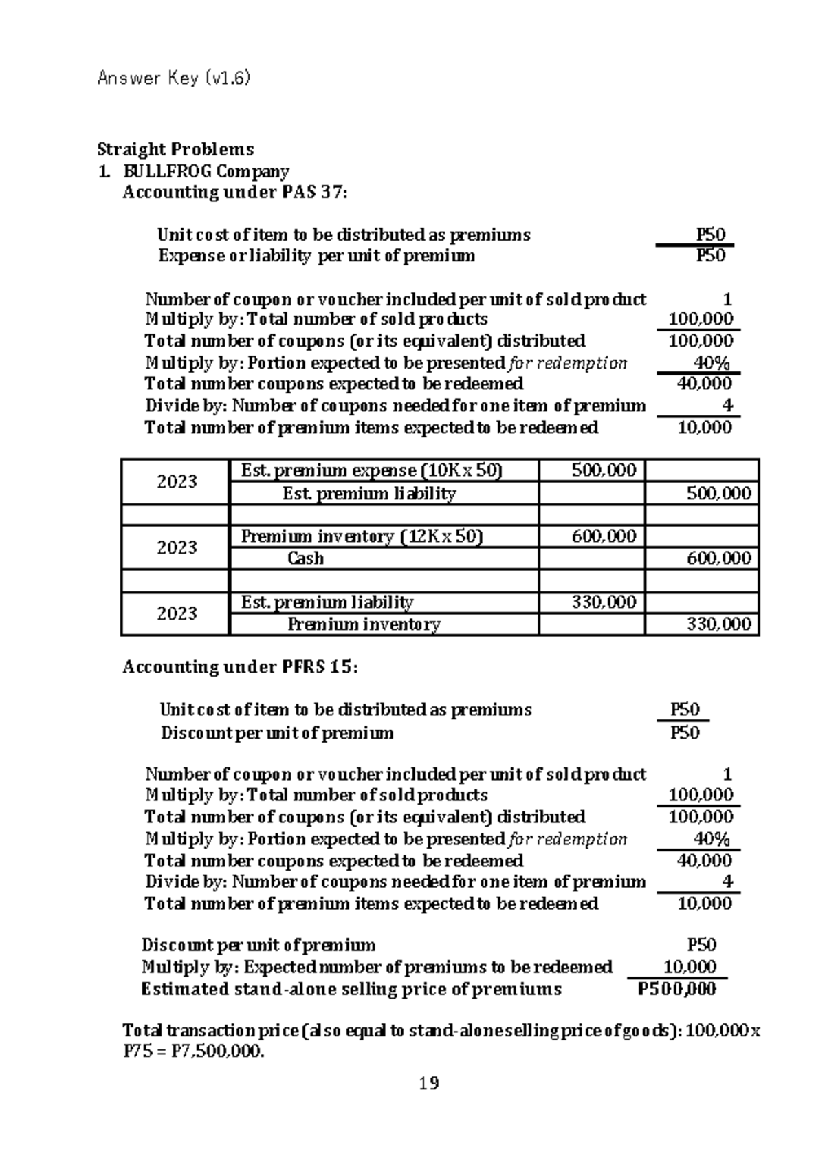 Chapter 5 Answer Key 1 - Accounting for Premiums and Coupons - Studocu