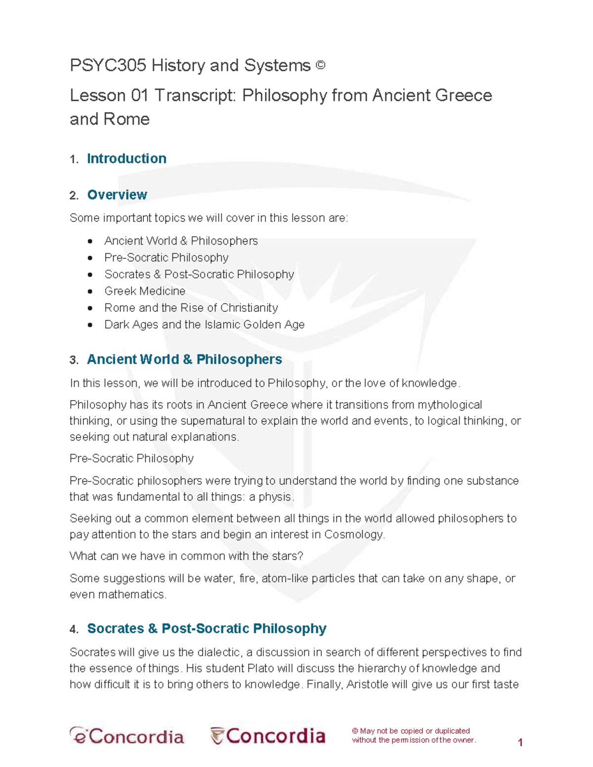 PSYC305 History and Systems Lesson 01: Philosophy from Ancient Greece ...